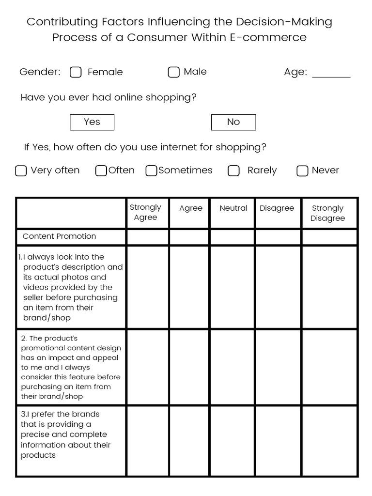Gender Age Thesis Sample Questionnaire | PDF | Brand | Product (Business)