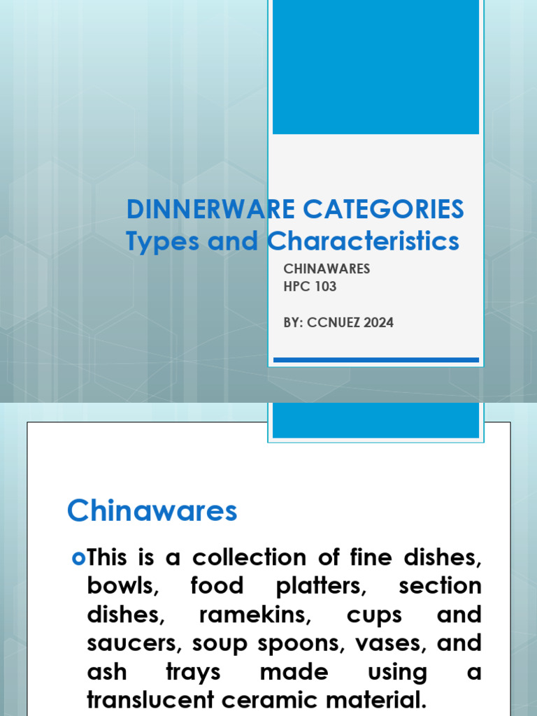 Dinnerware Categories Types and Characteristics | PDF | Tableware ...