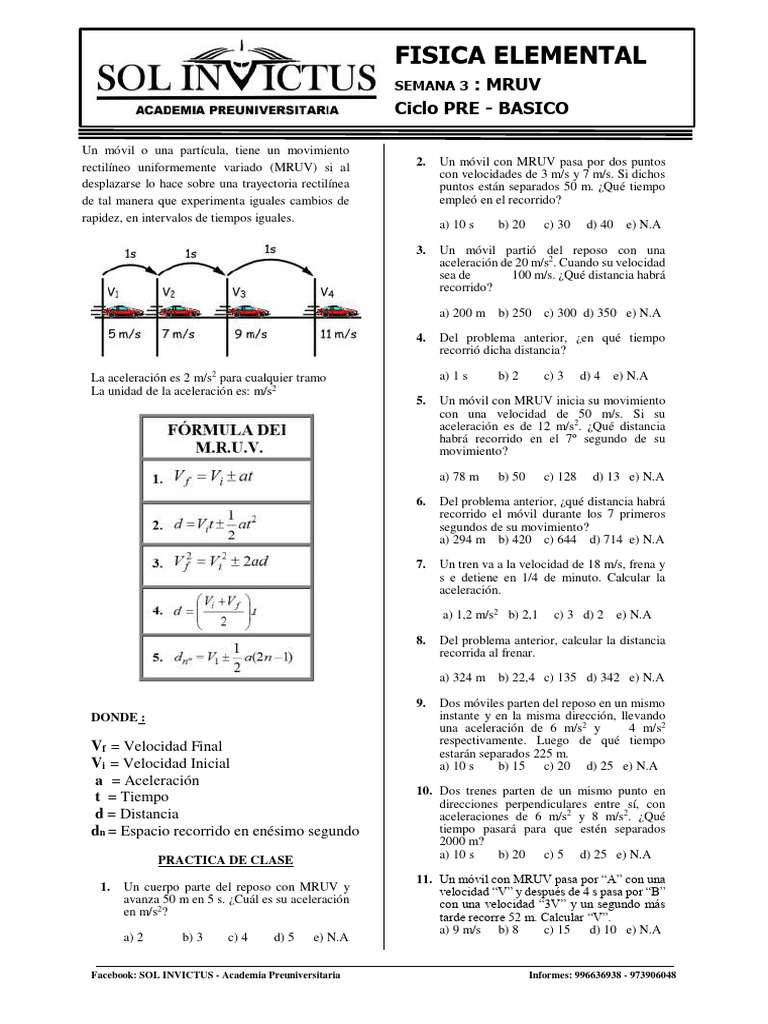 Semana 3 - Mruv | PDF | Velocidad | Aceleración