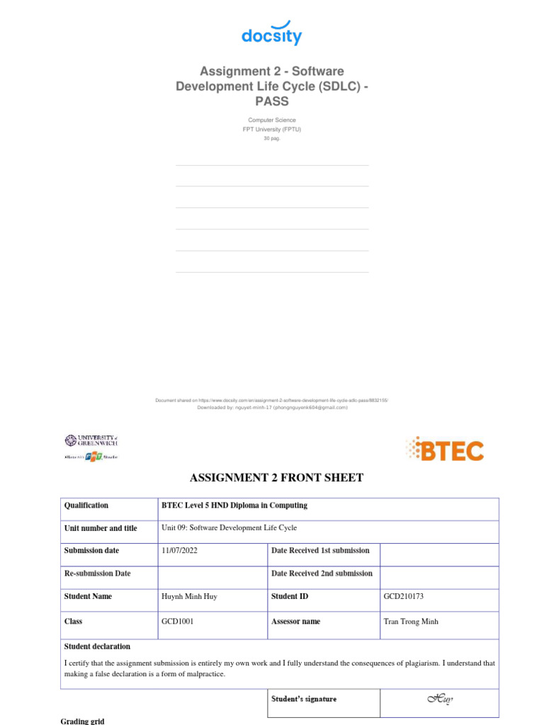 Docsity Assignment 2 Software Development Life Cycle SDLC Pass | PDF | Taxes | Questionnaire