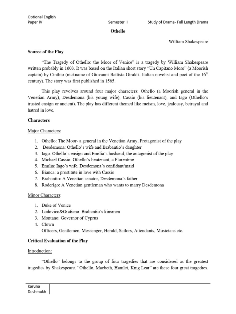 Othello by Shakespeare PDF | PDF | Othello | Iago