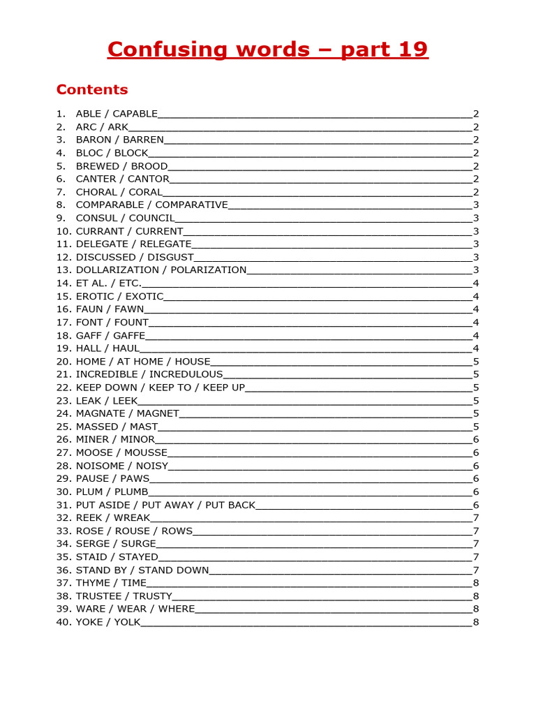 Confusing Words Explained: Part 19 | PDF | Foreign Language Studies