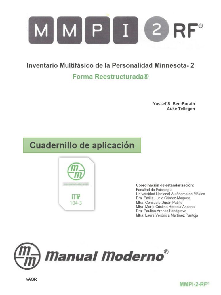 1.1 Cuadernillo- MMPI-2-RF ---MP 104-3 | PDF