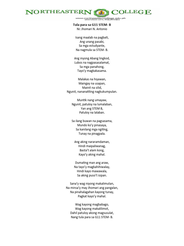 Tula para Sa G11 STEM | PDF