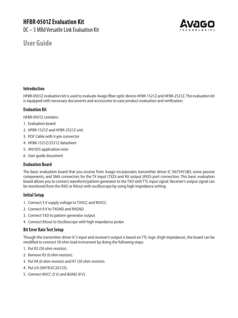 Broadcom Simplex Fiber Optic Transceivers Guide With Schematic Av02 ...