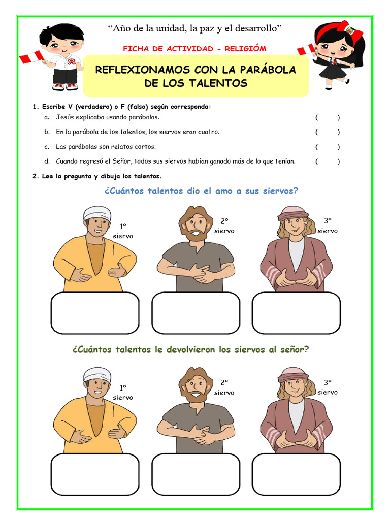 Ficha-Mierc-Rel-Reflexionamos Con La Parabola de Los Talentos | PDF ...