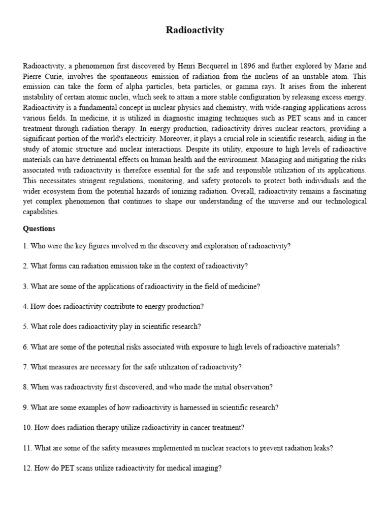 Radioactivity | PDF | Radioactive Decay | Ionizing Radiation