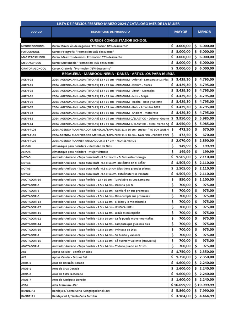 Lista de Precios Mar-Abr 24 | PDF