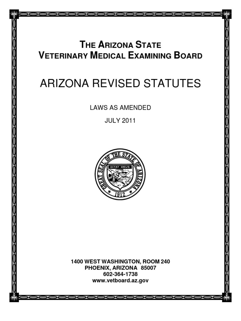 Arizona Veterinary Medical Laws 2011 | PDF | Veterinary Physician ...