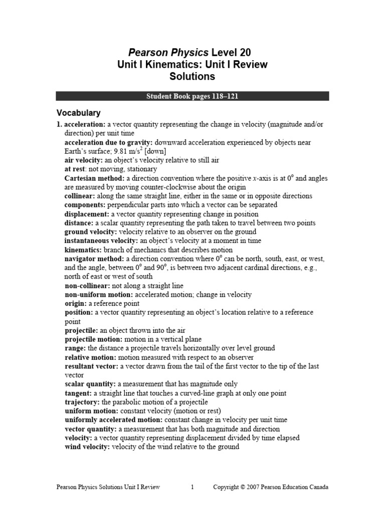 Phys Sol U01 Review | Download Free PDF | Velocity | Kinematics