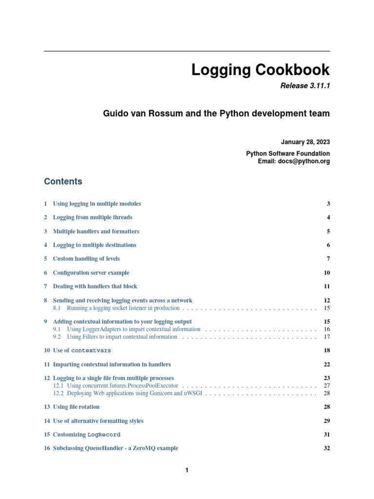 howto-logging-cookbook | PDF | System Software | Computer Science