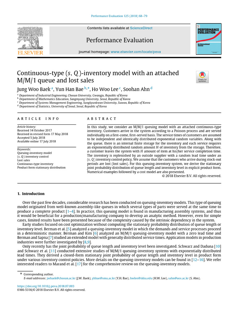 MM1 Queue and Lost Sales Inventory Model | PDF | Statistical Theory ...