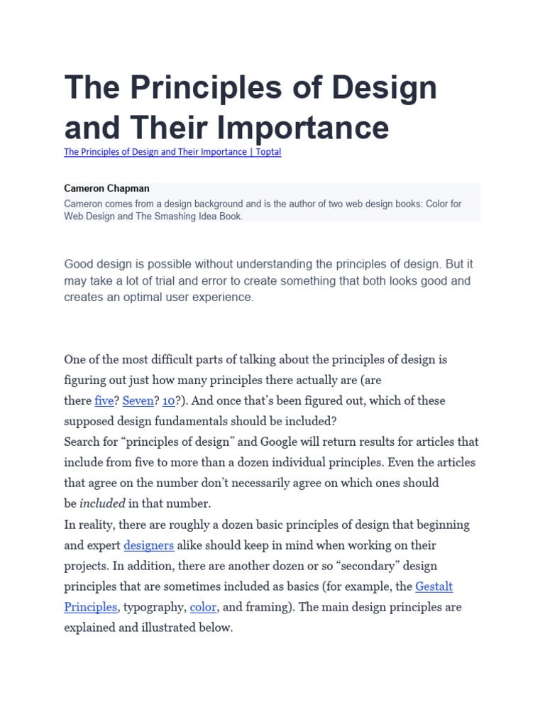 The Principles of Design and Their Importance | PDF