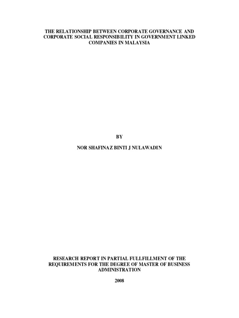 The Relationship Between Corporate Governance and | PDF | Corporate Social Responsibility ...