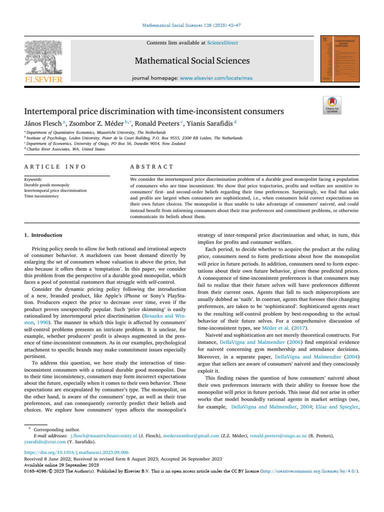 Interporal Price Discrimnation | PDF | Monopoly | Rationality