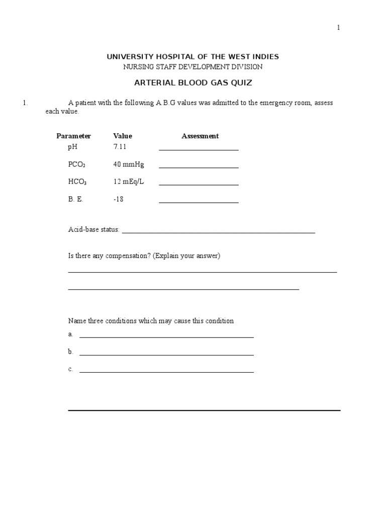 ABG Worksheet | PDF | Medical Specialties | Clinical Medicine
