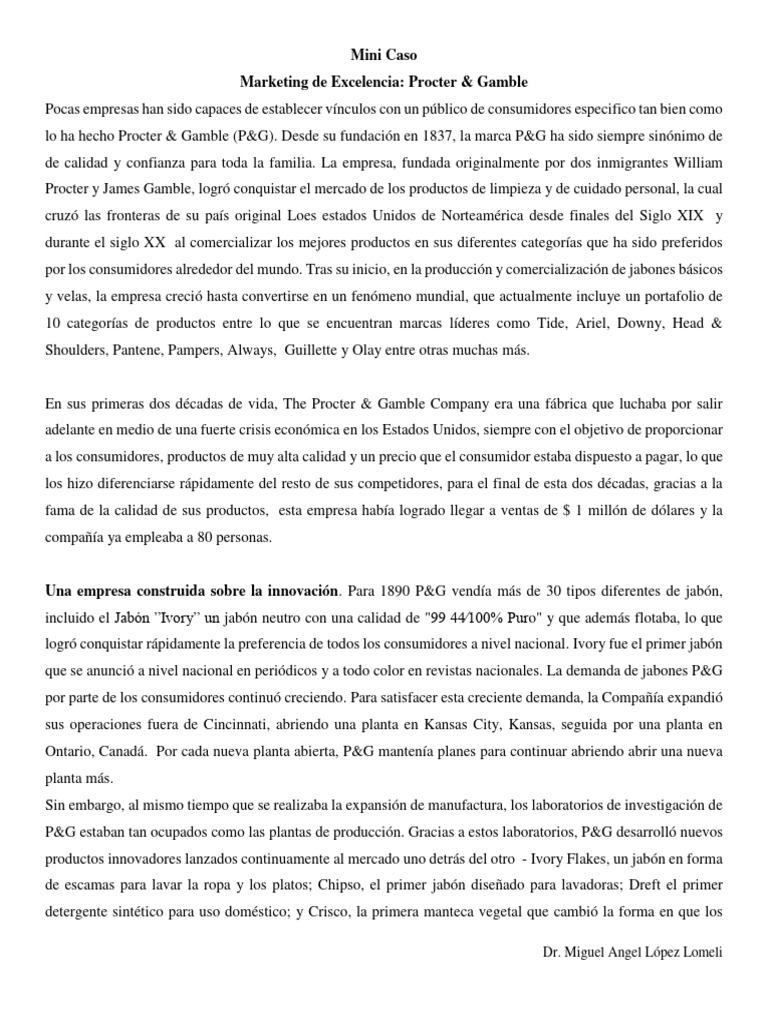 Mini Caso P&G-1 | PDF | Procter & Gamble | Marca