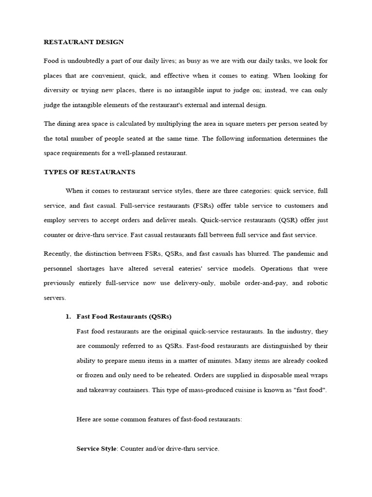 Restaurant Design | PDF | Menu | Restaurants