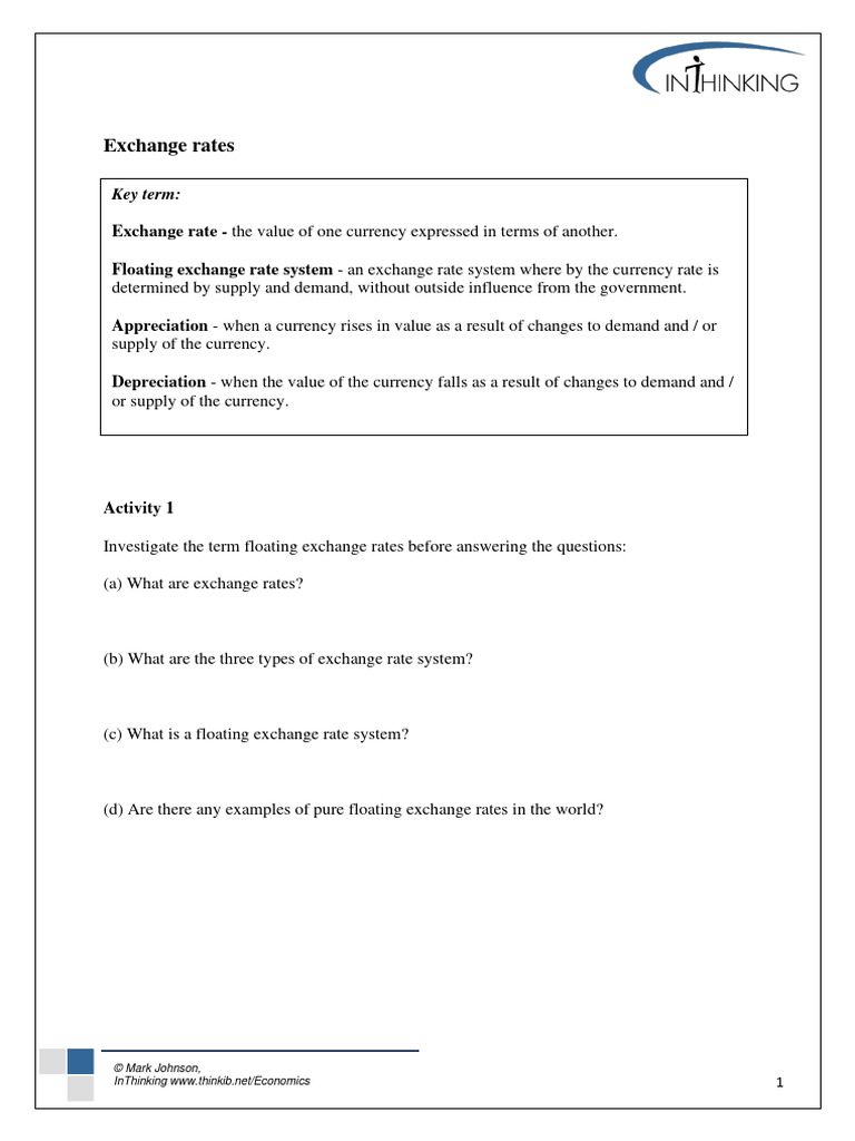 Revision Floating Exchange Rates PDF | Download Free PDF | Exchange ...