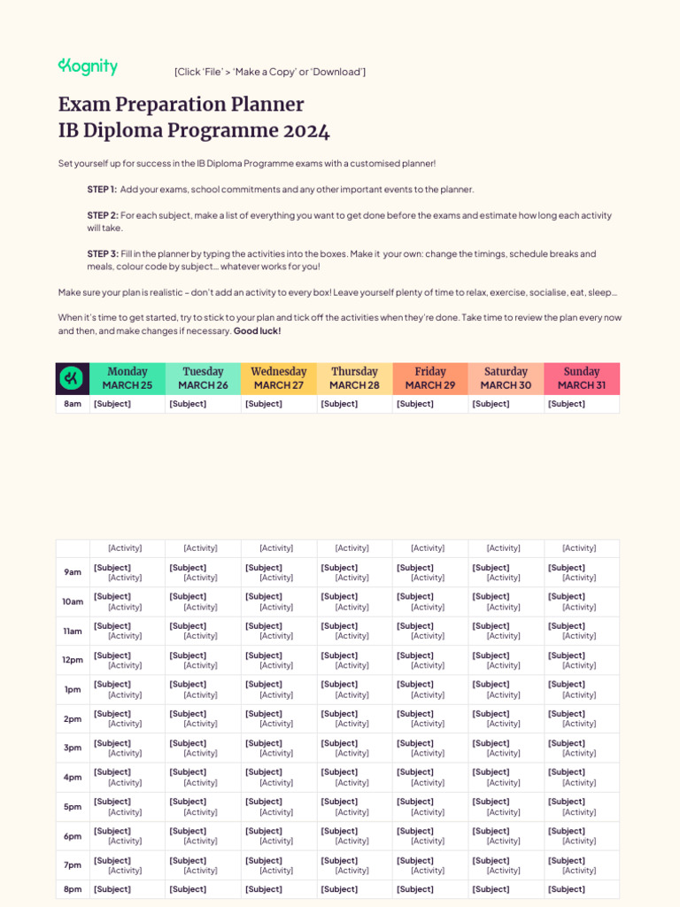 MAKE A COPY - IB DP Exam Preparation Planner 2024 | PDF