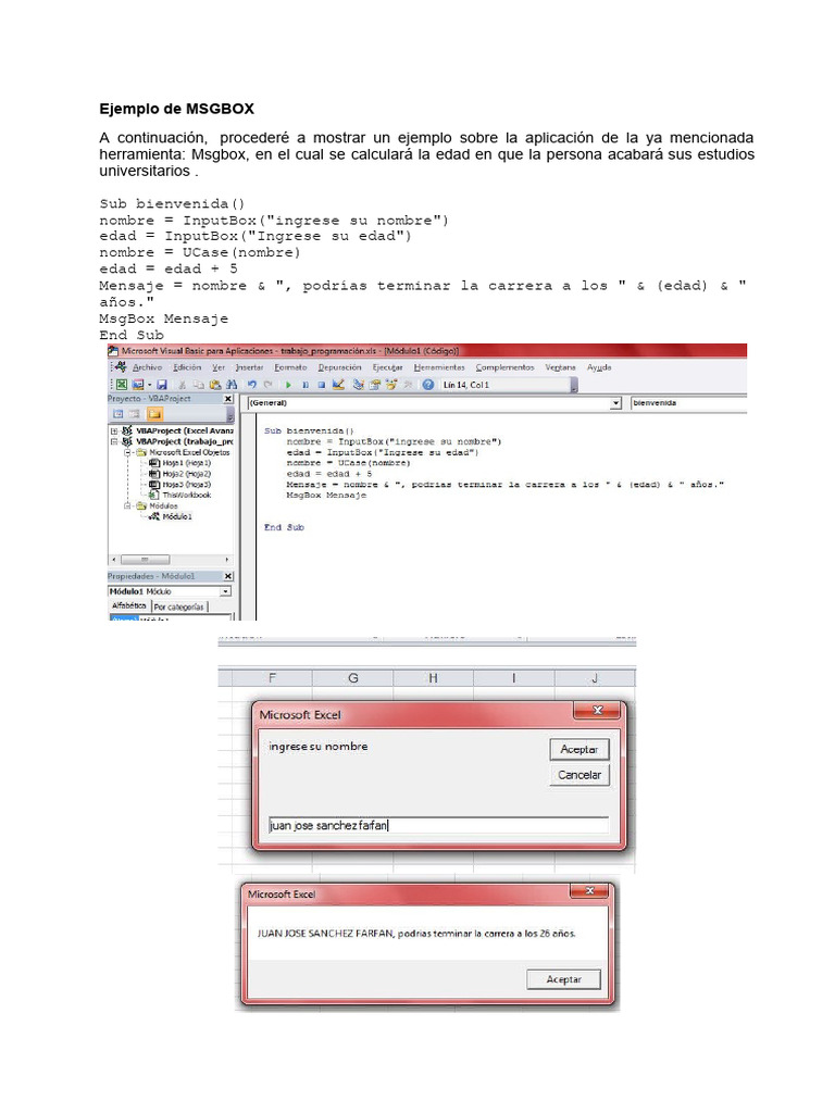 Ejemplo de MSGBOX | PDF