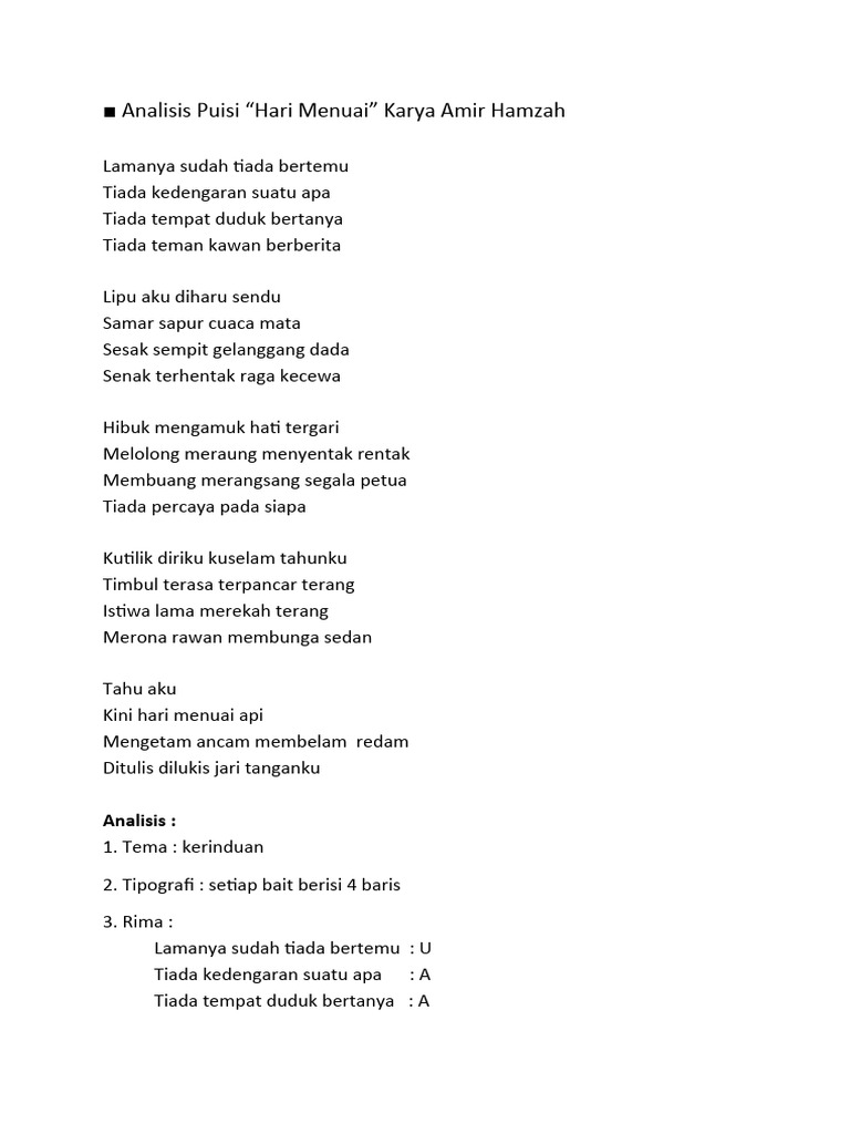 Analisis Puisi Hari Menuai | PDF
