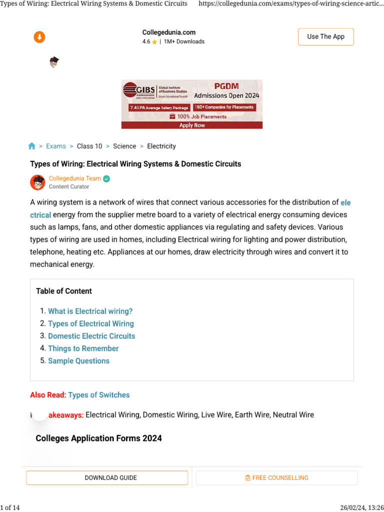 Types of Wiring - Electrical Wiring Systems & Domestic Circuits | Download Free PDF | Electrical ...