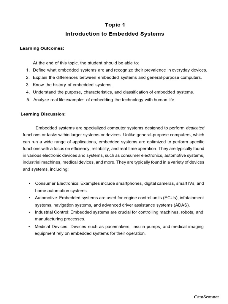 Cpena 120 Topic 1 | PDF | Embedded System | Microcontroller
