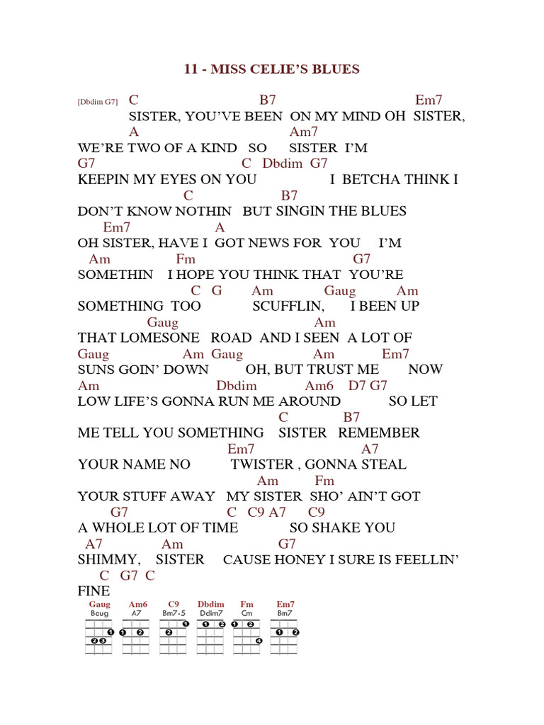 Miss Celie's Blues Lyrics and Chords | PDF