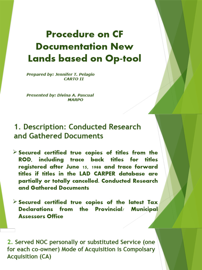 CF Documentation Procedure Overview | PDF | Law