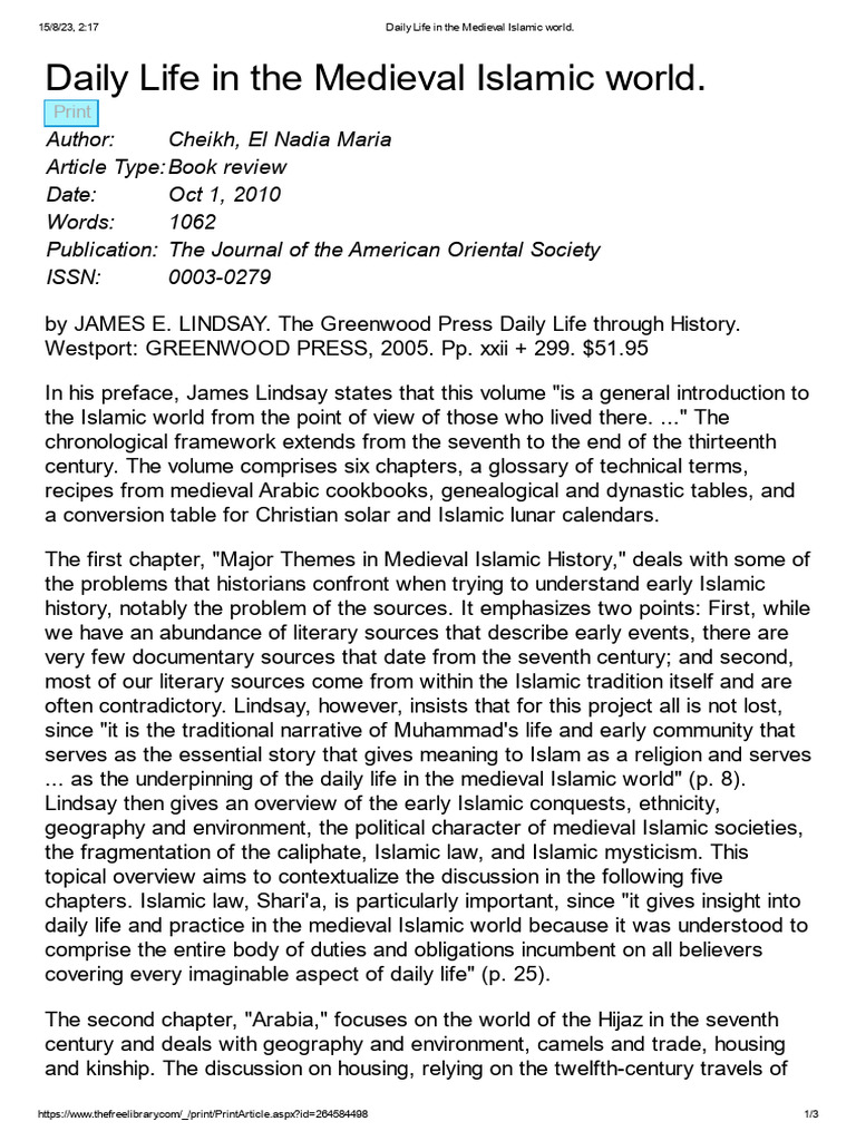Daily Life in The Medieval Islamic World | PDF | Sharia | Muslim World