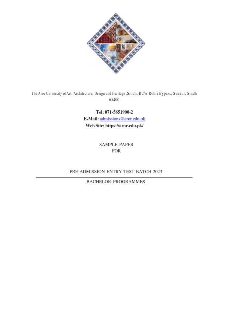 Sample Paper Pre Admission Entry Test BS Civil Engineering | PDF