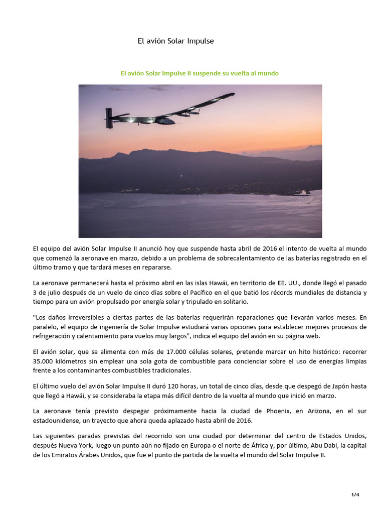Avión Solar | PDF | Aviación | Aeronave