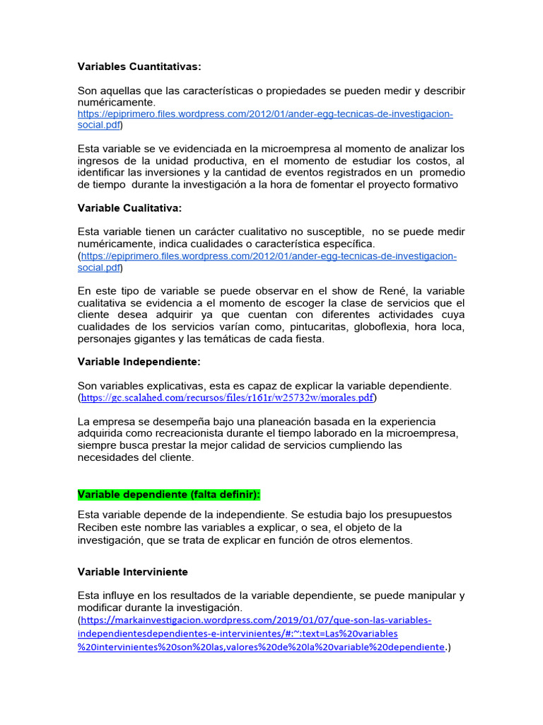 Variables Cuantitativas CORREGIDO | PDF | Business