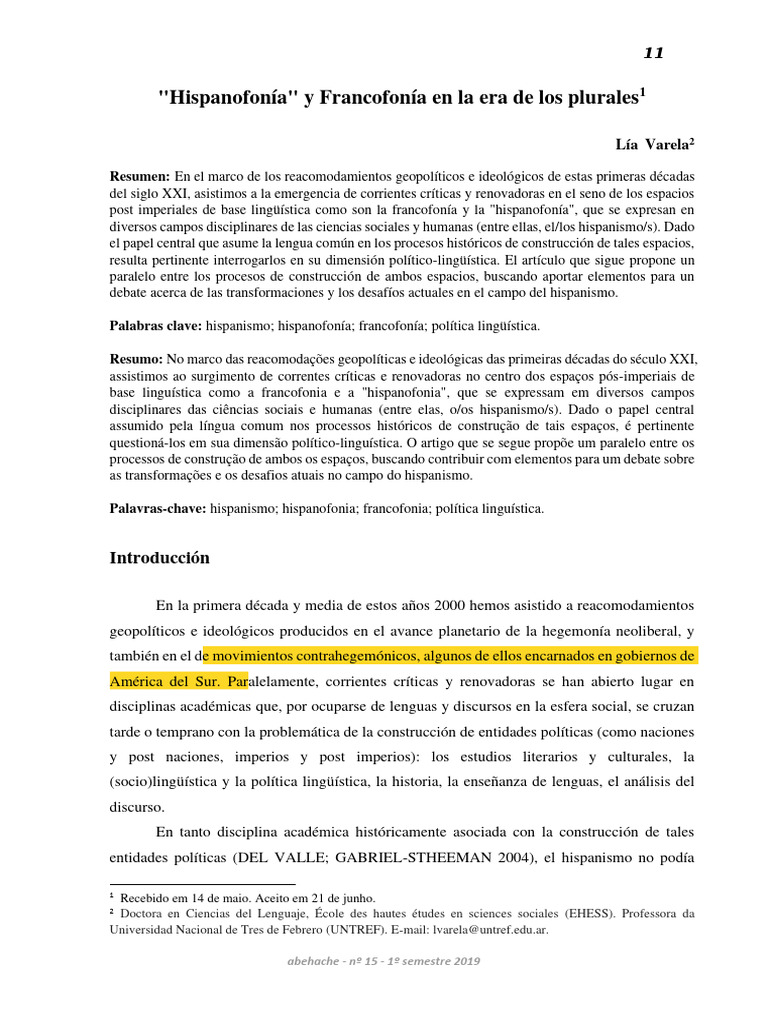 Francofonia Plurales Lia Varela | PDF | Francia | España