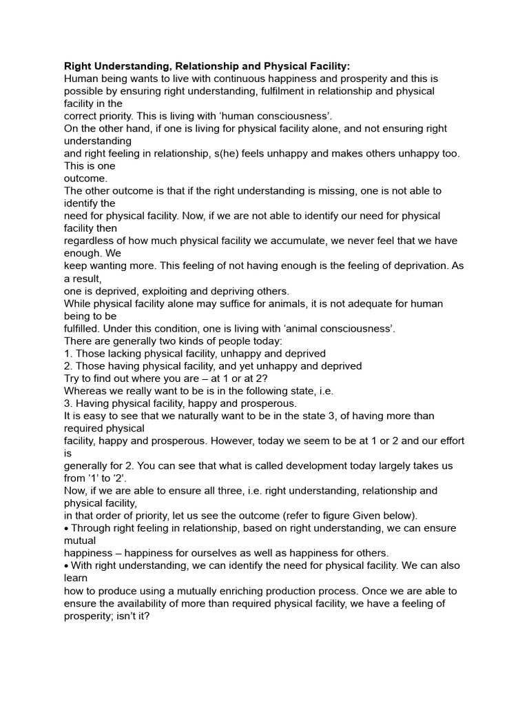 Right Understanding, Relationship and Physical Facility | PDF