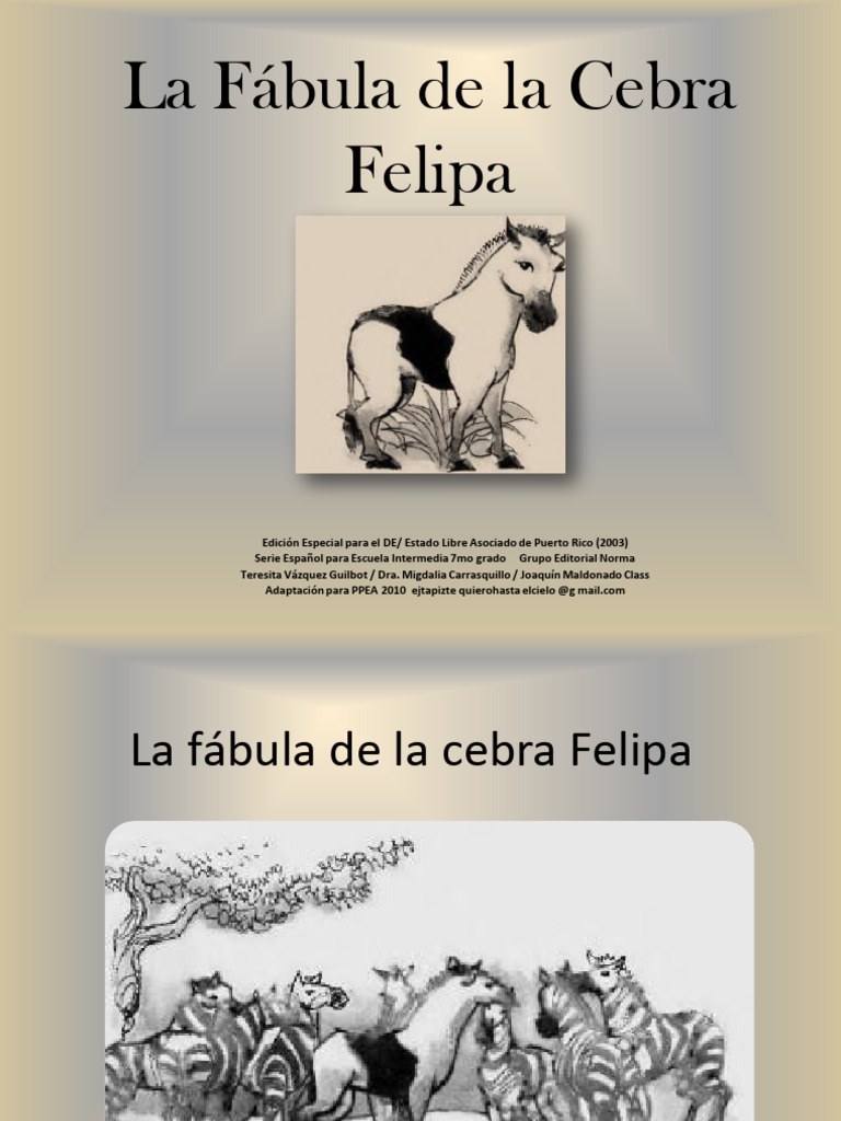 La Fábula de La Cebra Felipa | PDF | Cebra | León