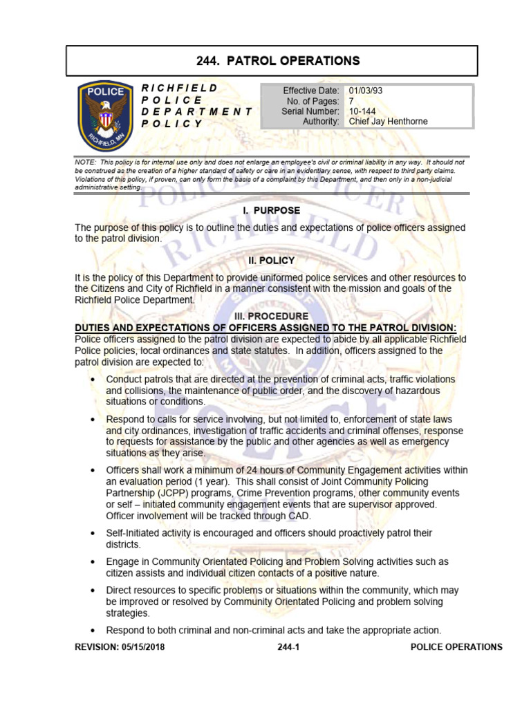 Patrol Operation | PDF | Police | Police Officer