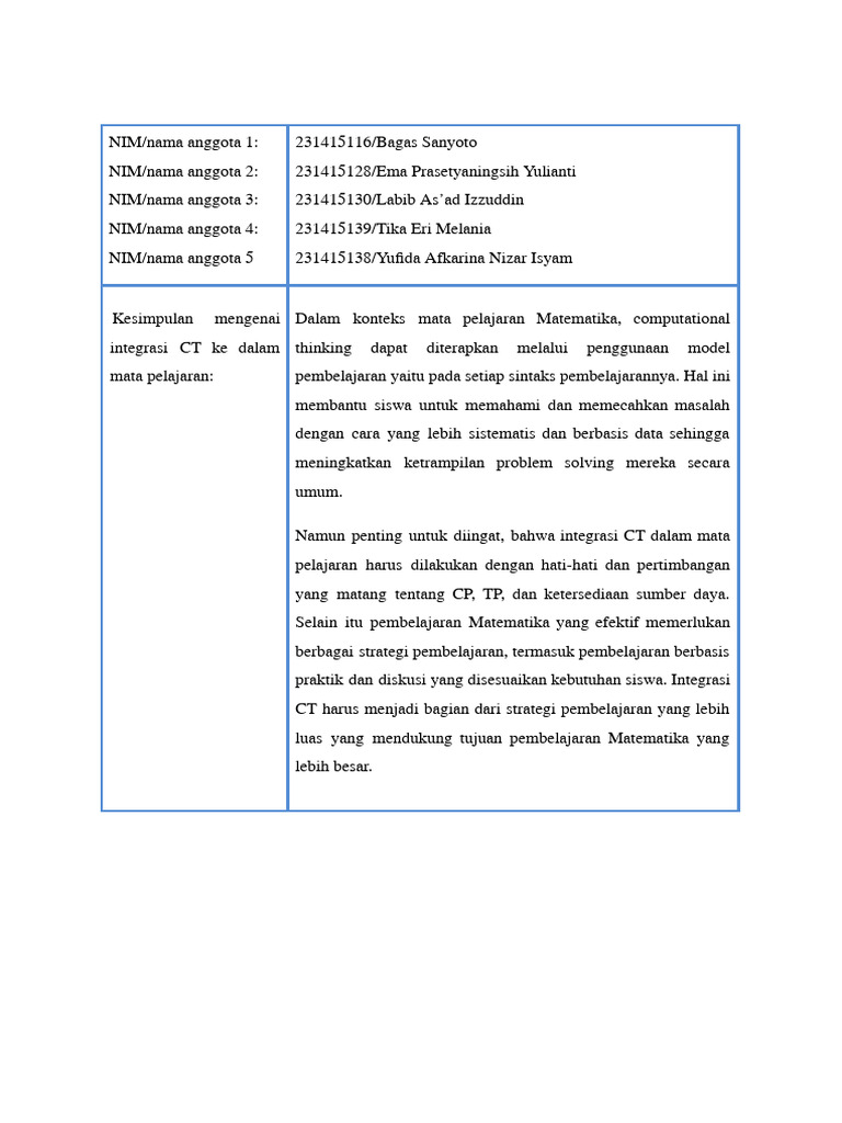 Koneksi Antar Materi - CT Topik 5 | PDF