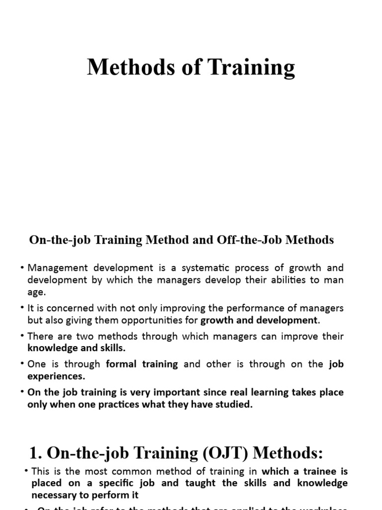 Methods of Training | PDF | Behavior Modification | Business