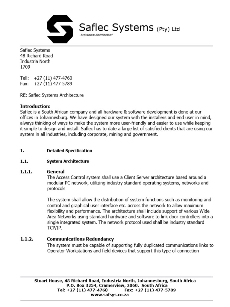 Saflec Systems Access Control Architecture | PDF | Computer Network | Virtualization