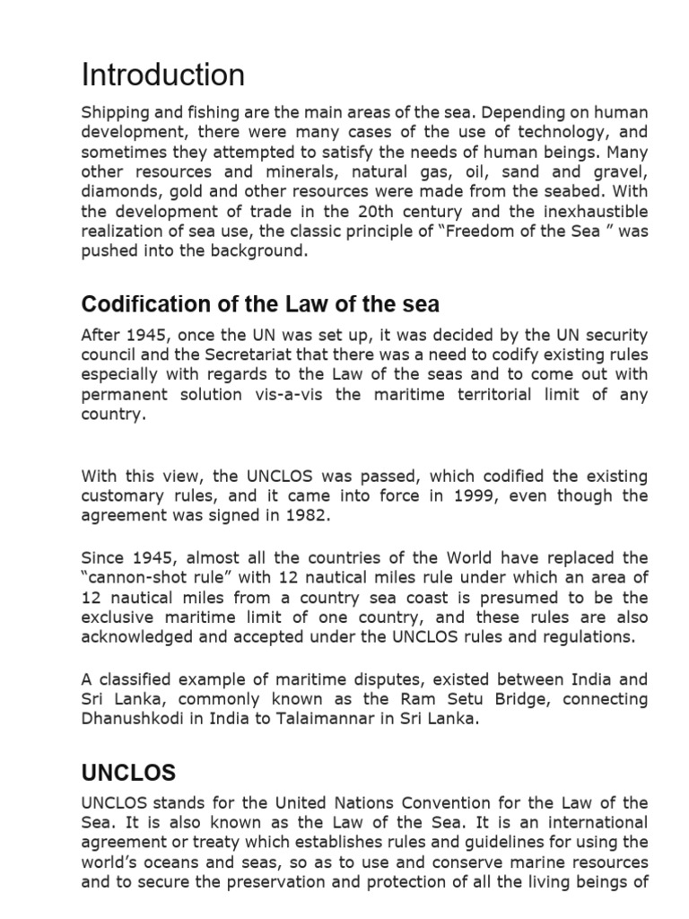 Law of Sea | PDF | Territorial Waters | United Nations Convention On ...