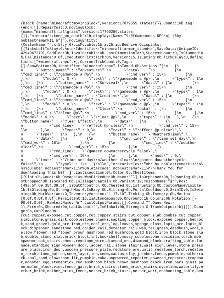 GameMode_NPC mcpe nbt | PDF | Natural Materials