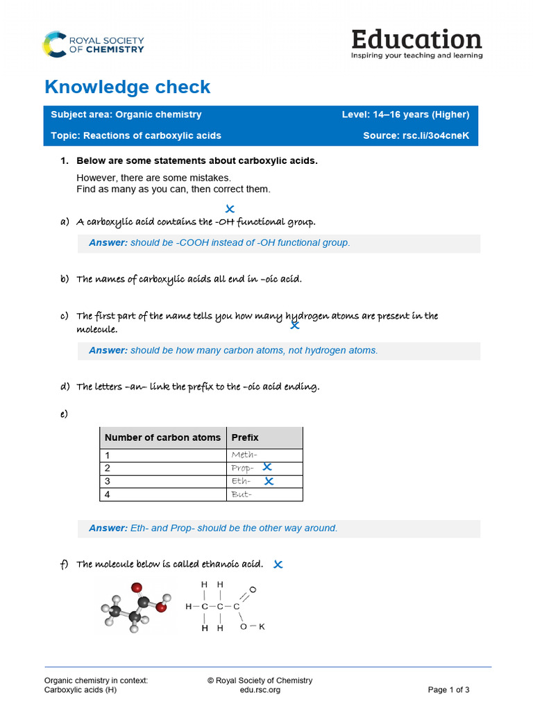 Knowledge Check | PDF | Acid | Chemistry