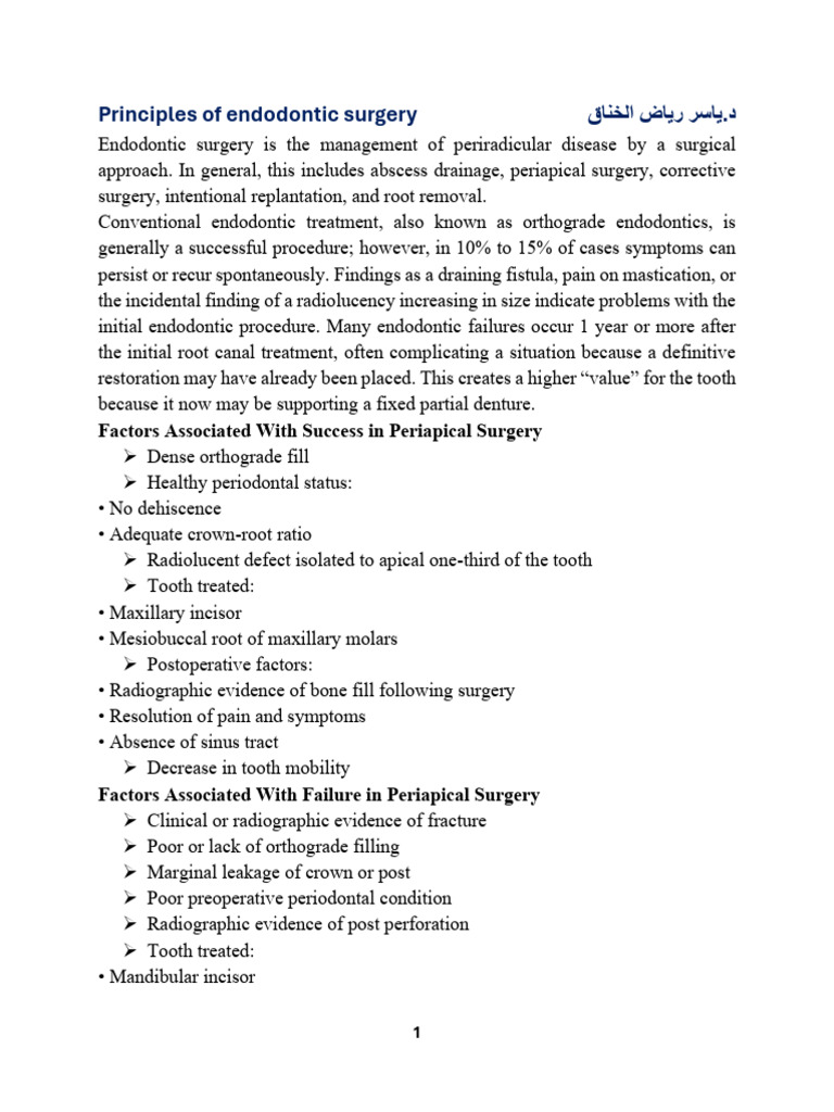Principles of Endodontic Surgery DR - Yassir | PDF | Surgery | Anesthesia