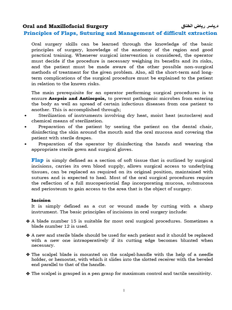 Principles of Flaps, Suturing and Management of Difficult Extraction ...