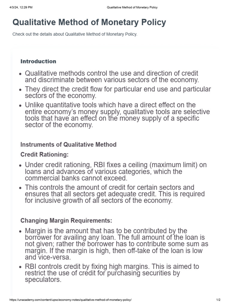 3.qualitative Method of Monetary Policy | PDF | Finance & Money ...