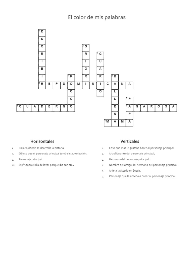 Generador de Crucigramas - El - Color - de - Mis - Palabras | PDF