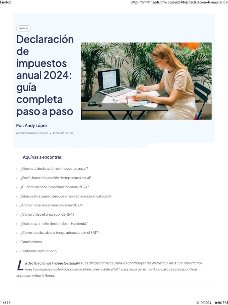 Declaración de Impuestos 2024 Guía Completa Paso A Paso | Descargar gratis PDF | Impuesto sobre ...