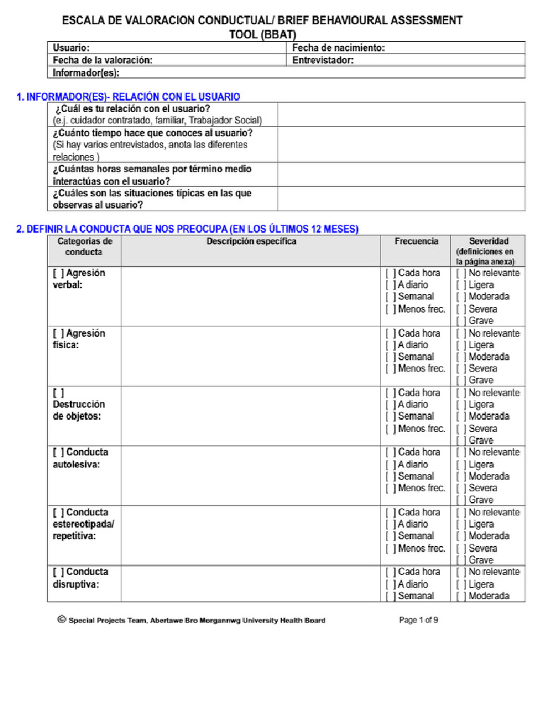 Escala Bbat Conducta | PDF